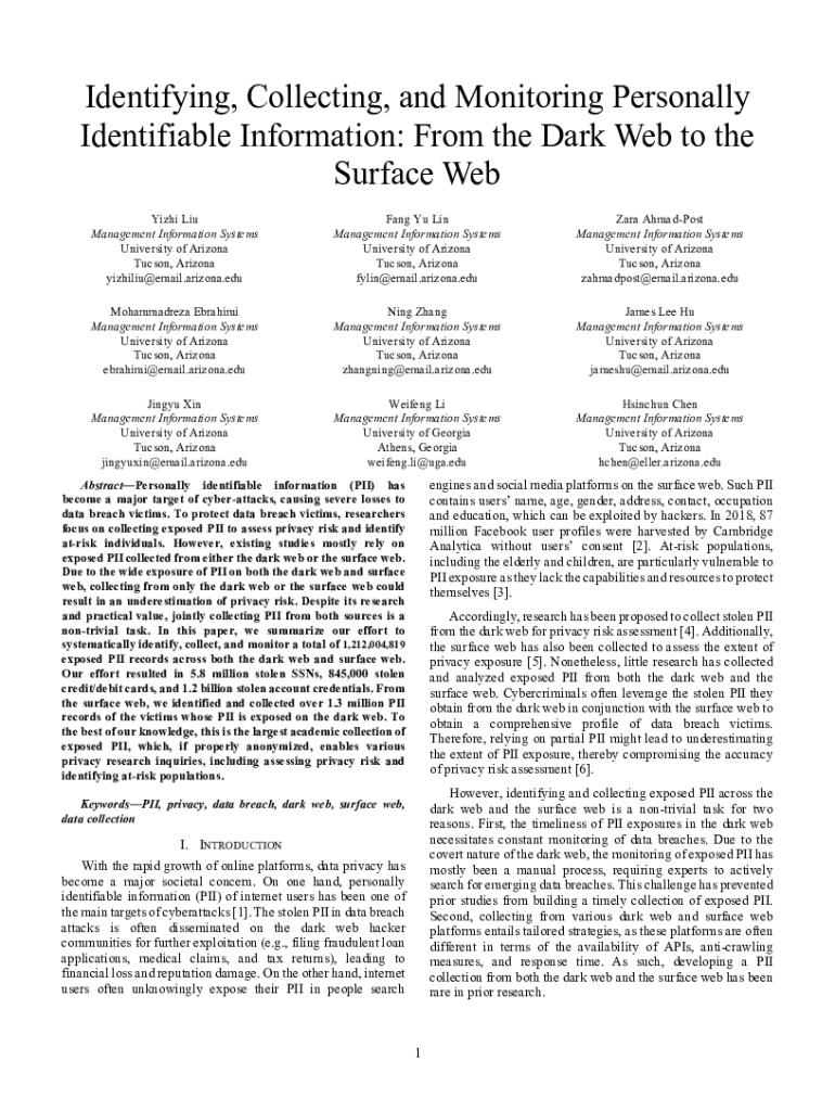 Fillable Online Identifying, Collecting, and Monitoring Personally Identifiable ... Fax Email ...