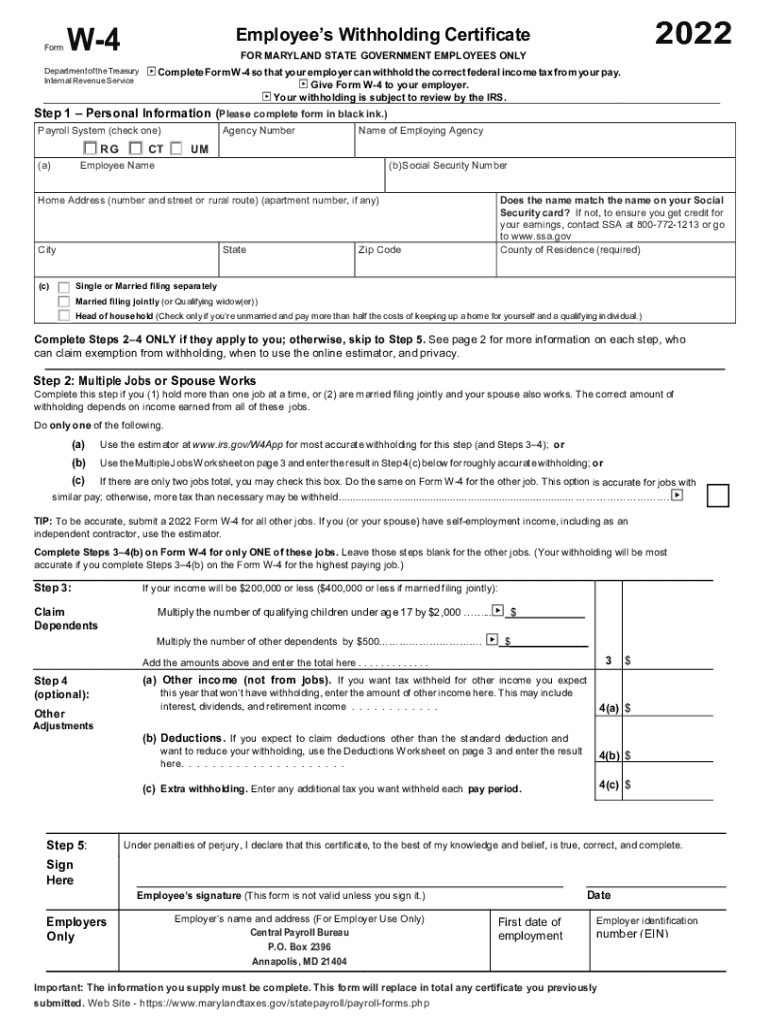 2022 Form MD W 4 Fill Online Printable Fillable Blank PdfFiller
