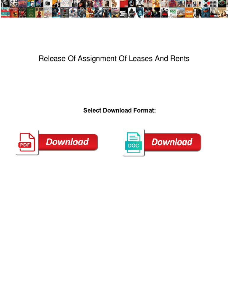 Fillable Online Release Of Assignment Of Leases And Rents. Release Of ...