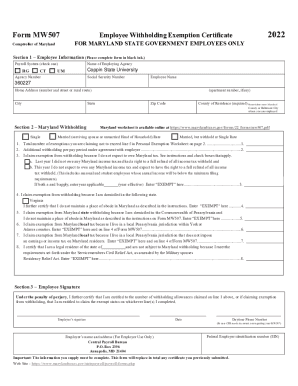 Fillable Online Fill - Free fillable Form MW507 Employee ...
