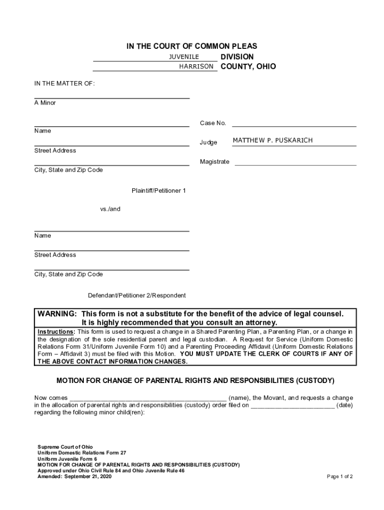 Fillable Online Uniform Domestic Relations Form 27/Uniform Juvenile ...