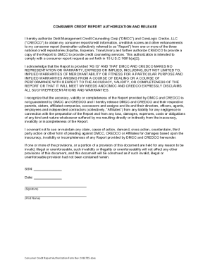 Fillable Online Consumer Credit Report Authorization Form Rev 2 061715 ...