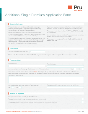 Fillable Online www.pruadviser.co.ukpdfPRUF5204M&G Additional Single ...