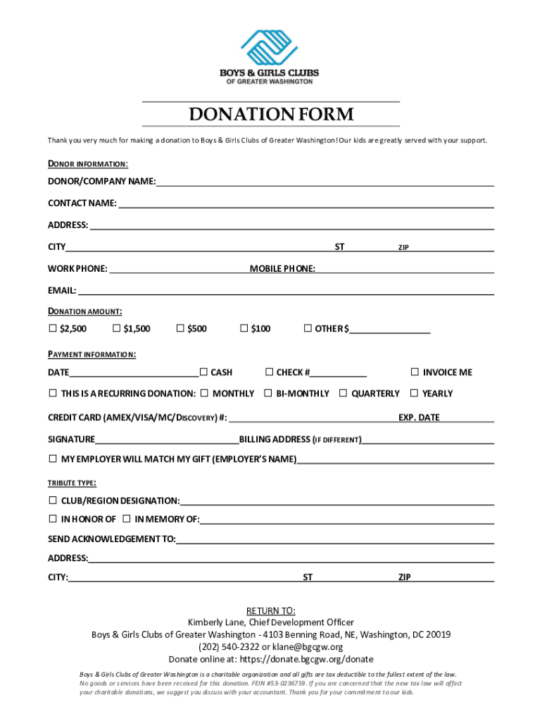 Fillable Online IN-KIND DONATION FORM Fax Email Print - pdfFiller