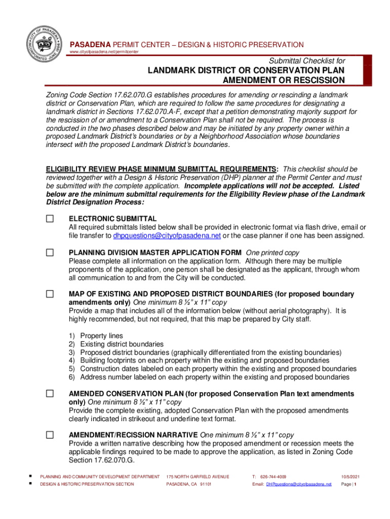 Fillable Online PASADENA PERMIT CENTER DESIGN & HISTORIC PRESERVATION ...
