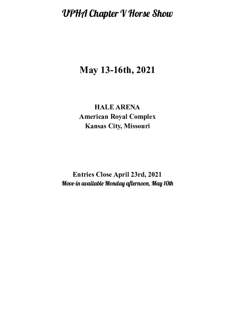 Fillable Online UPHA Chapter V Fund Raiser and Horse ShowMissouri Horse ...