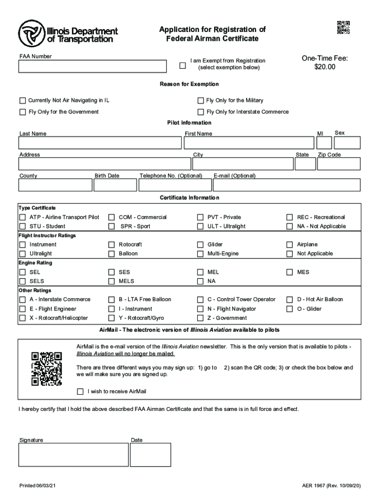 Fillable Online Application for Registration of Federal Airman ...