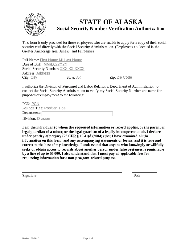 ALASKA - SOCIAL SECURITY NUMBER REQUIREMENT - State of ... - doa alaska ...
