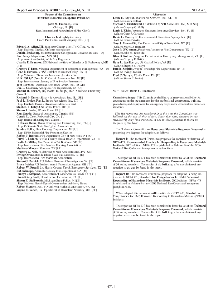 Fillable Online www.nfpa.orgAssetsfilesReport on Proposals ...
