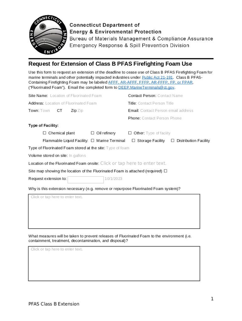 Request for Extension of Class B PFAS Firefighting Foam Use Doc ...