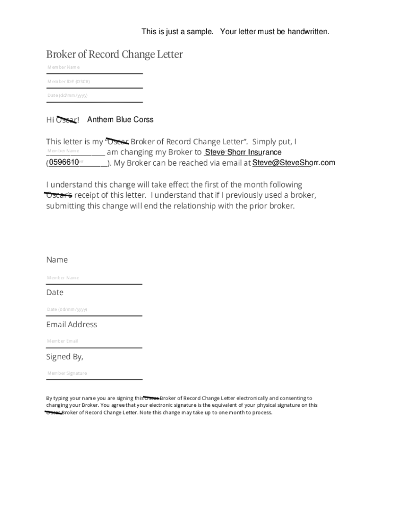 Fillable Online 212-484-9888.comSample-Broker-of-RecordSample Broker of ...