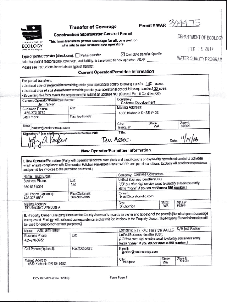 Fillable Online ecology.wa.govIndustrial-stormwater-permitIndustrial ...