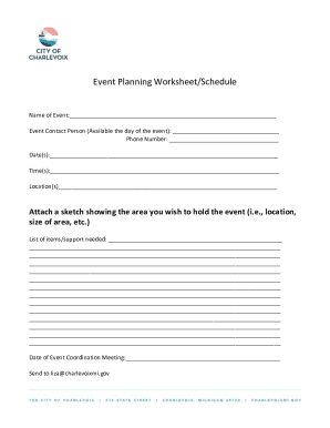 Fillable Online Sample Event Planning Worksheet Fax Email Print - pdfFiller