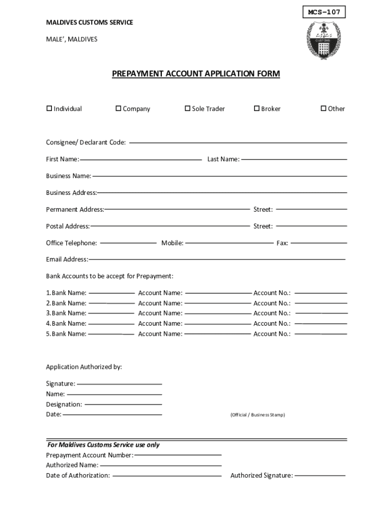 Fillable Online Prepayment account application form.doc Fax Email Print - pdfFiller