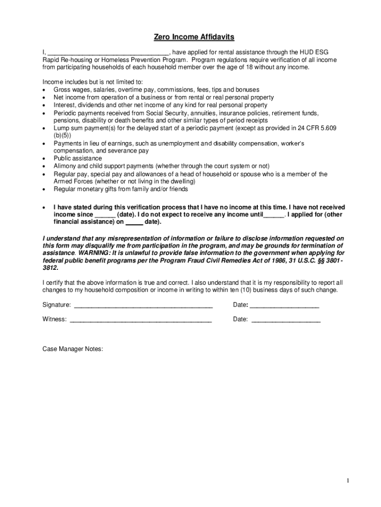 Fillable Online hacp.orgappuploadsZero Income Affidavit - Housing ...