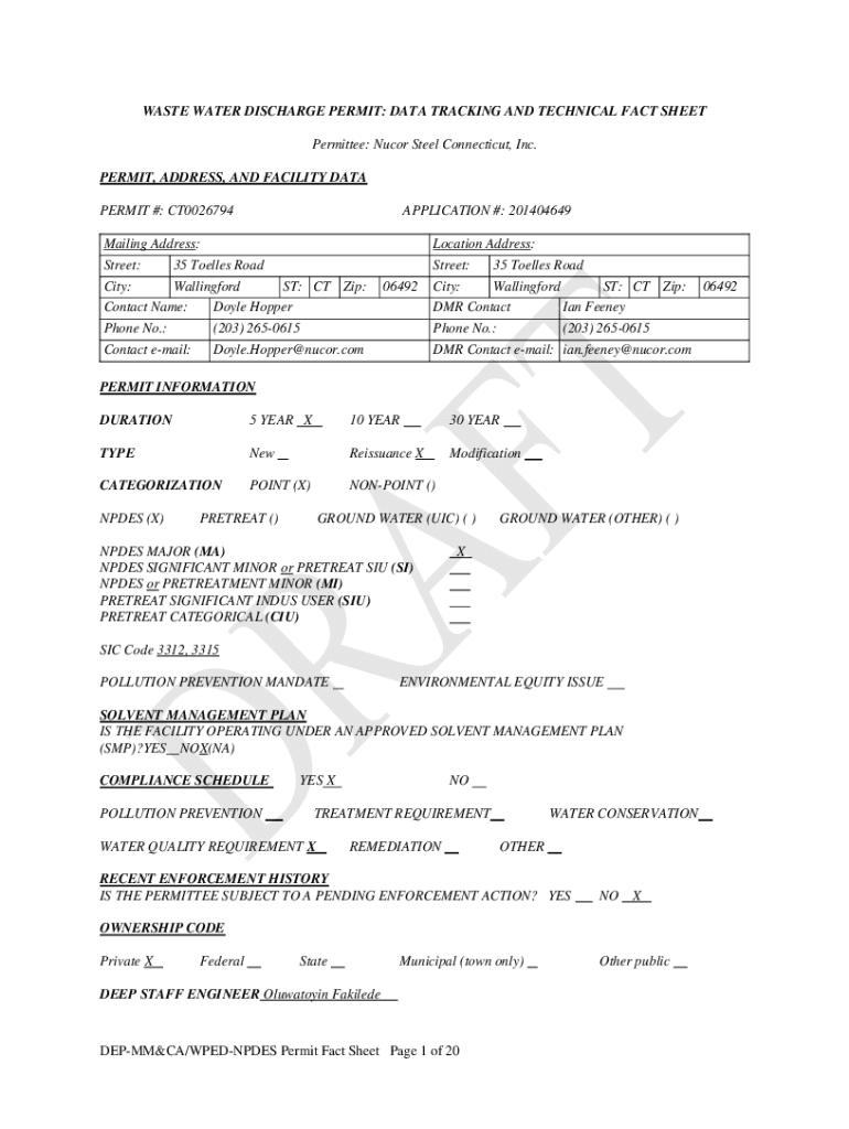 Fillable Online DEP-MM&CA/WPED-NPDES Permit Fact Sheet Page 1 of 20 ... Fax Email Print - pdfFiller