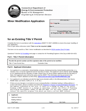 Minor Modification Application for an Existing Title V Permit. permits ...