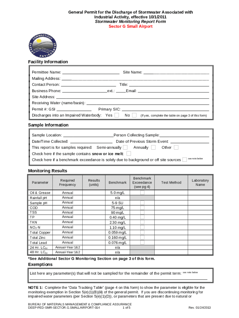 Stormwater Monitoring Report , Sector G - Small Airport. report , Doc ...