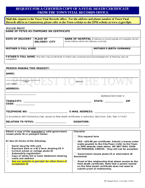 request for a certified copy of a fetal death certificate - Portal Ct ...