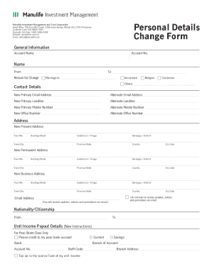 Fillable Online Personal Details Change Form. Personal Details Change Form Fax Email Print ...