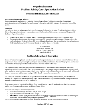 Fillable Online 6 Judicial District Problem Solving Court Application ...