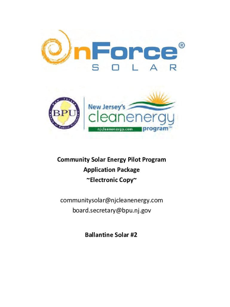 Fillable Online www.state.nj.usbpupdfCommunity Solar Energy Pilot ...