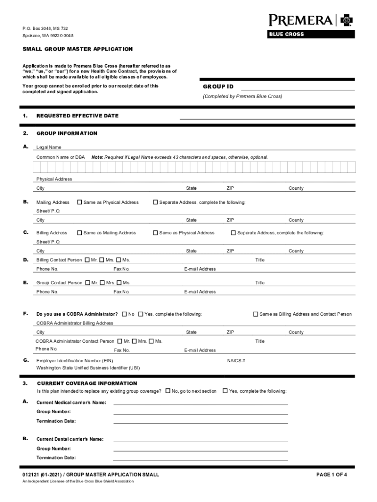 Fillable Online Fillable Online Application is made to Premera Blue ...