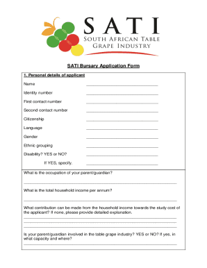 Fillable Online SATI Bursary Application Form Fax Email Print - pdfFiller