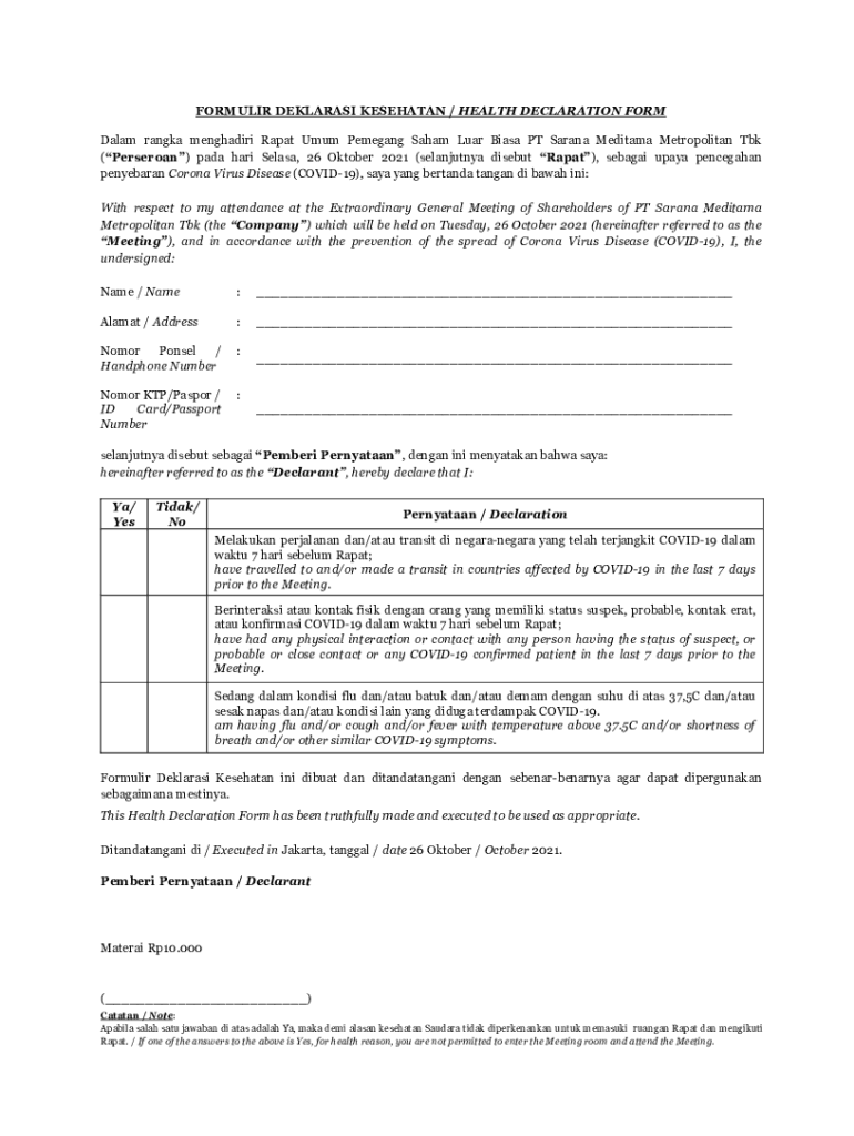 Fillable Online emc.id files GMSFORMULIR DEKLARASI KESEHATAN / HEALTH ...