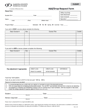 Fillable Online Add/Drop Request Form Fax Email Print - pdfFiller