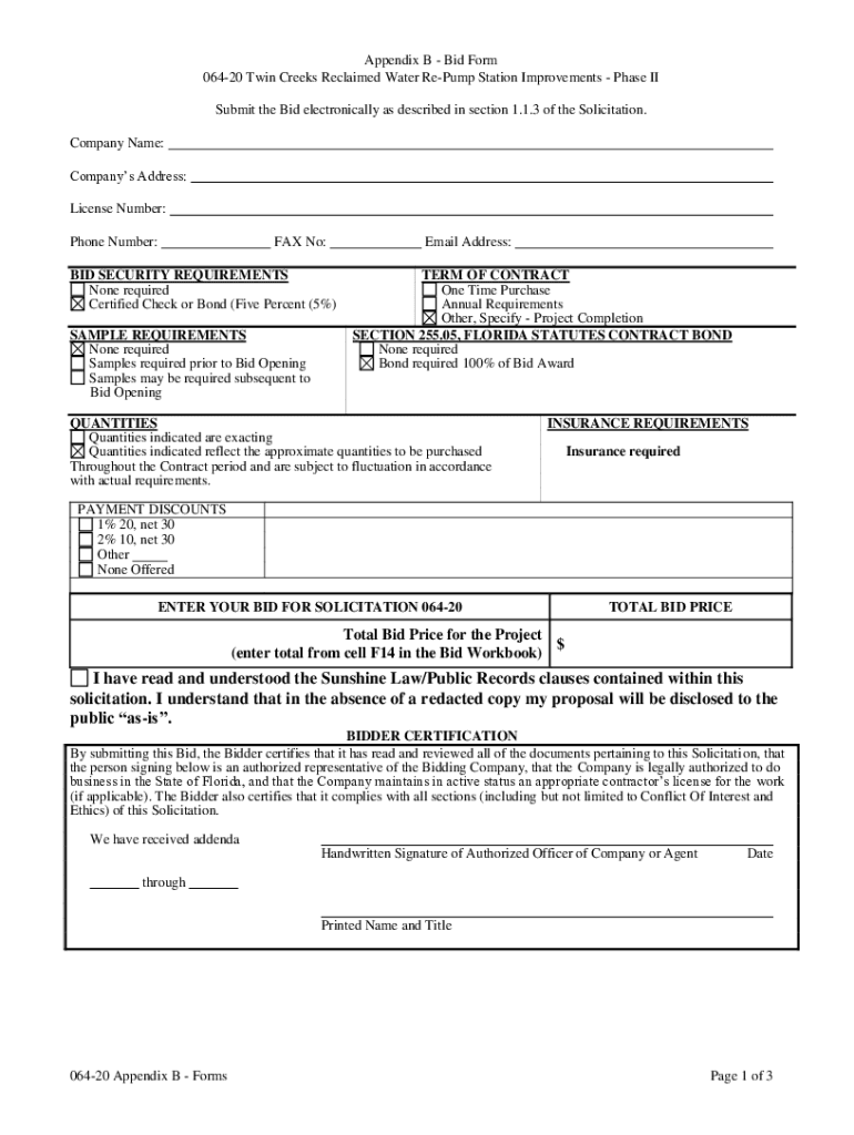 Fillable Online 064-20 Appendix B - Forms Fax Email Print - pdfFiller