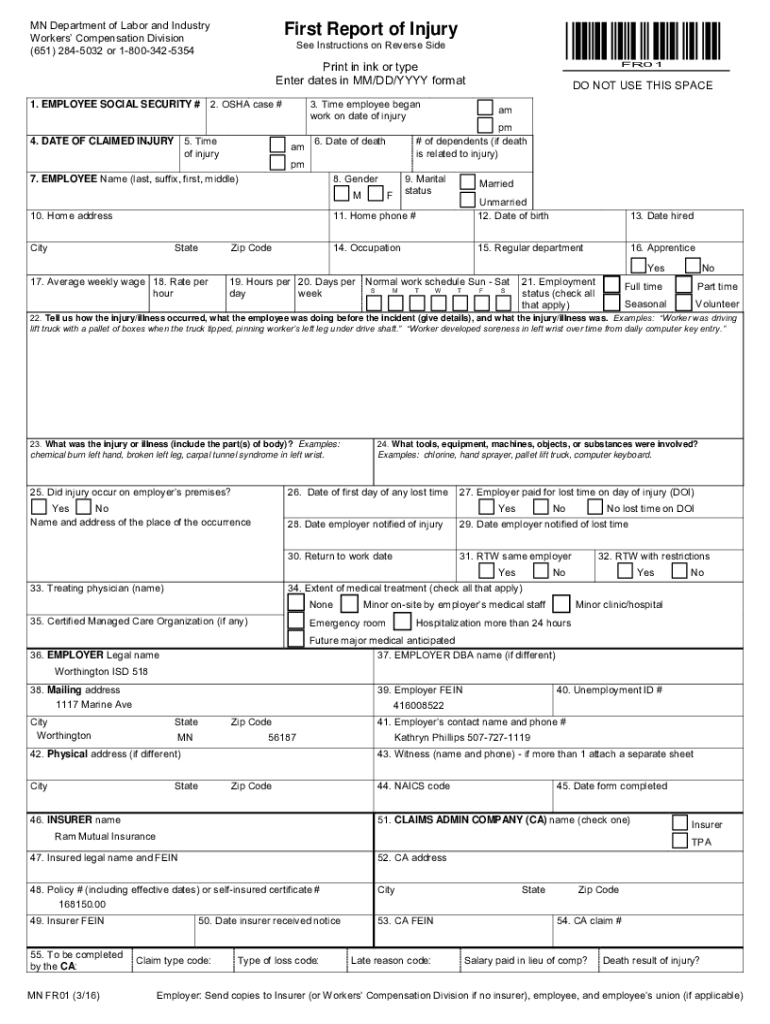 Fillable Online dli.mn.govbusinessworkers-compensation ...