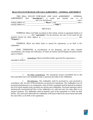 Fillable Online Real Estate Purchase and Sale Agreement - General ...