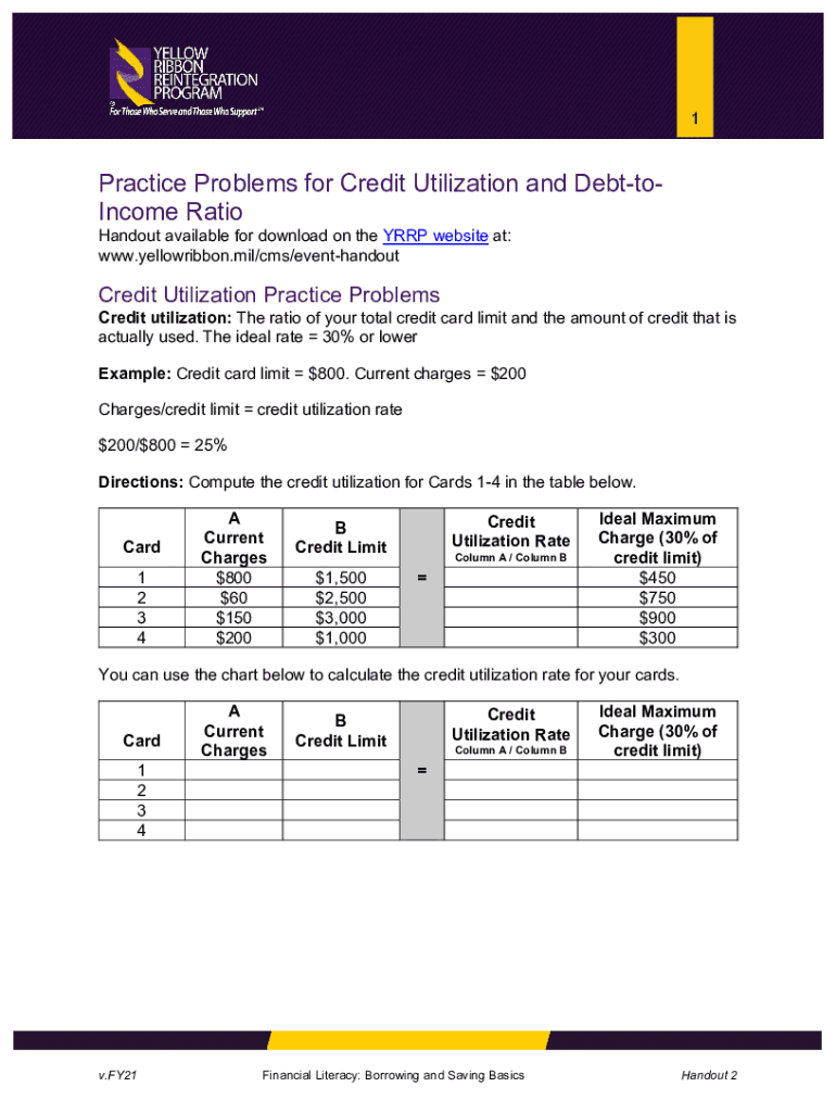 Fillable Online Financial Literacy - Borrowing and Saving Basics ...