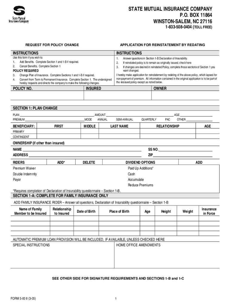 Fillable Online SM-Plan Change Reinstatement.pdf Fax Email Print - pdfFiller