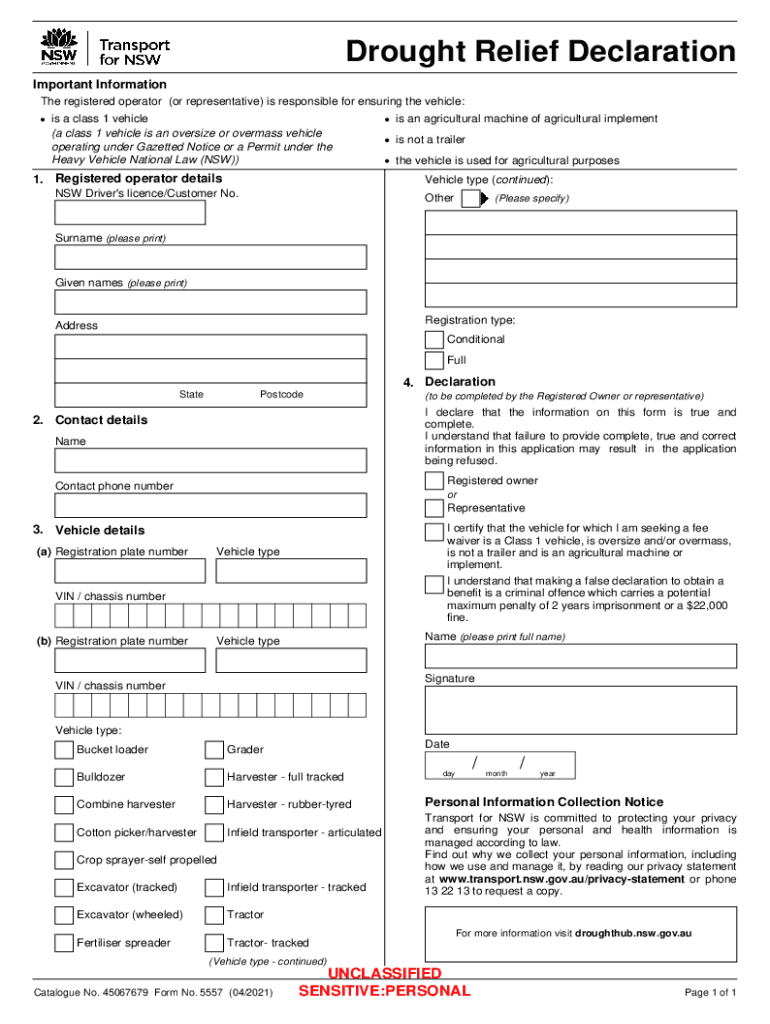 Fillable Online Classic Vehicle Declaration - Transport for NSW Fax ...
