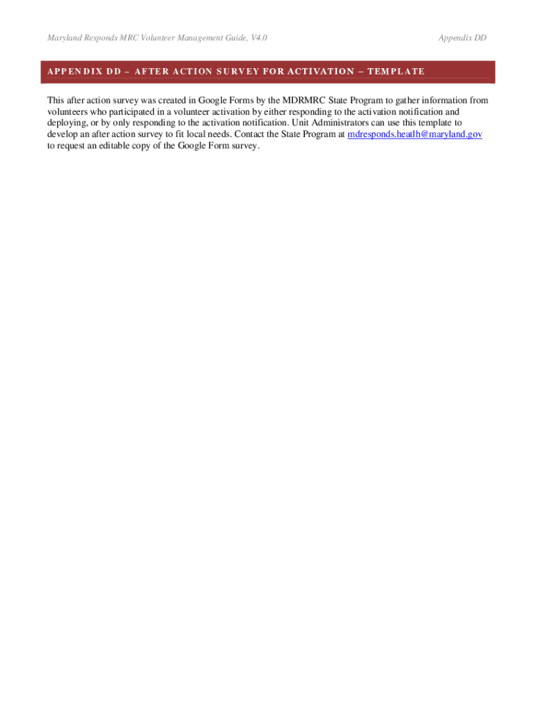 Fillable Online This after action survey was created in Google Forms by ...
