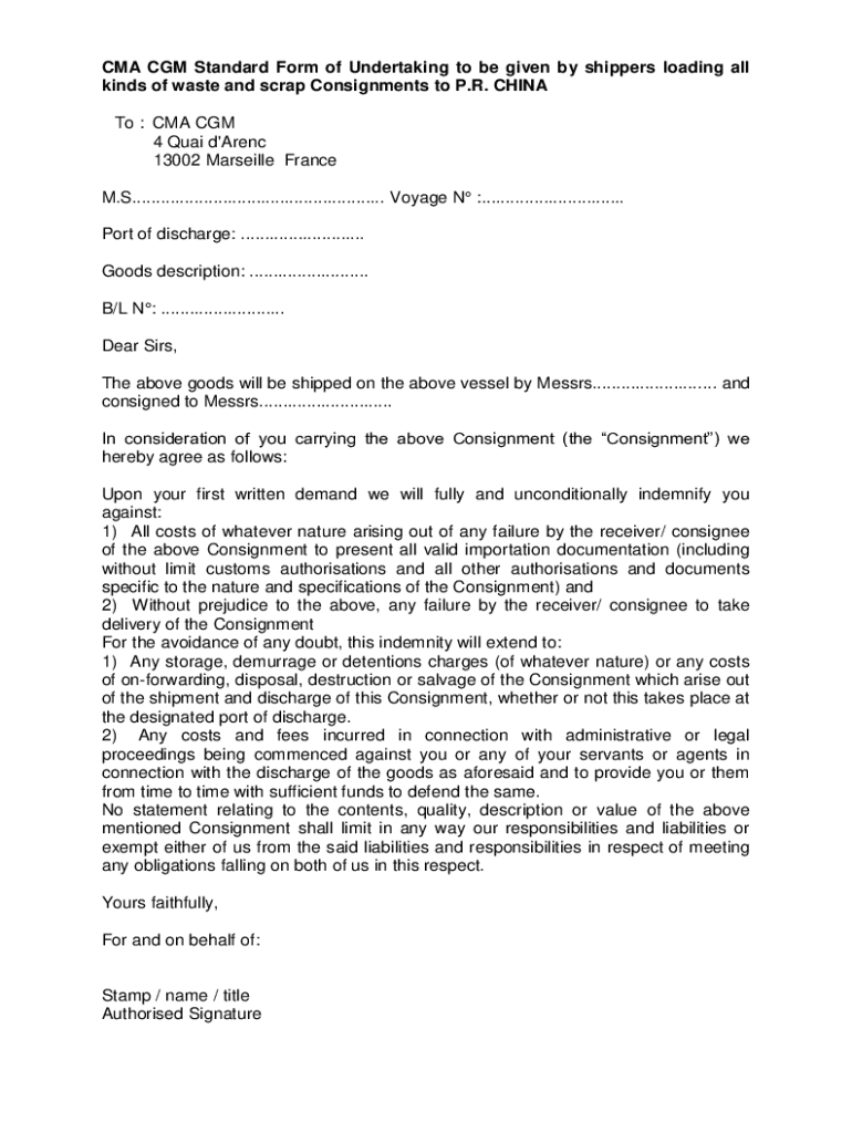 Fillable Online www.cma-cgm.comstaticLVCMA CGM Standard Form of ...