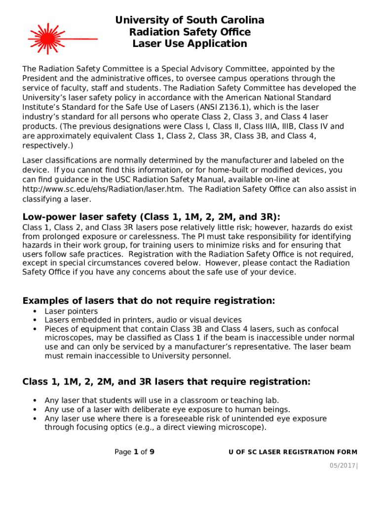 U of SC Laser Registration Doc Template | pdfFiller