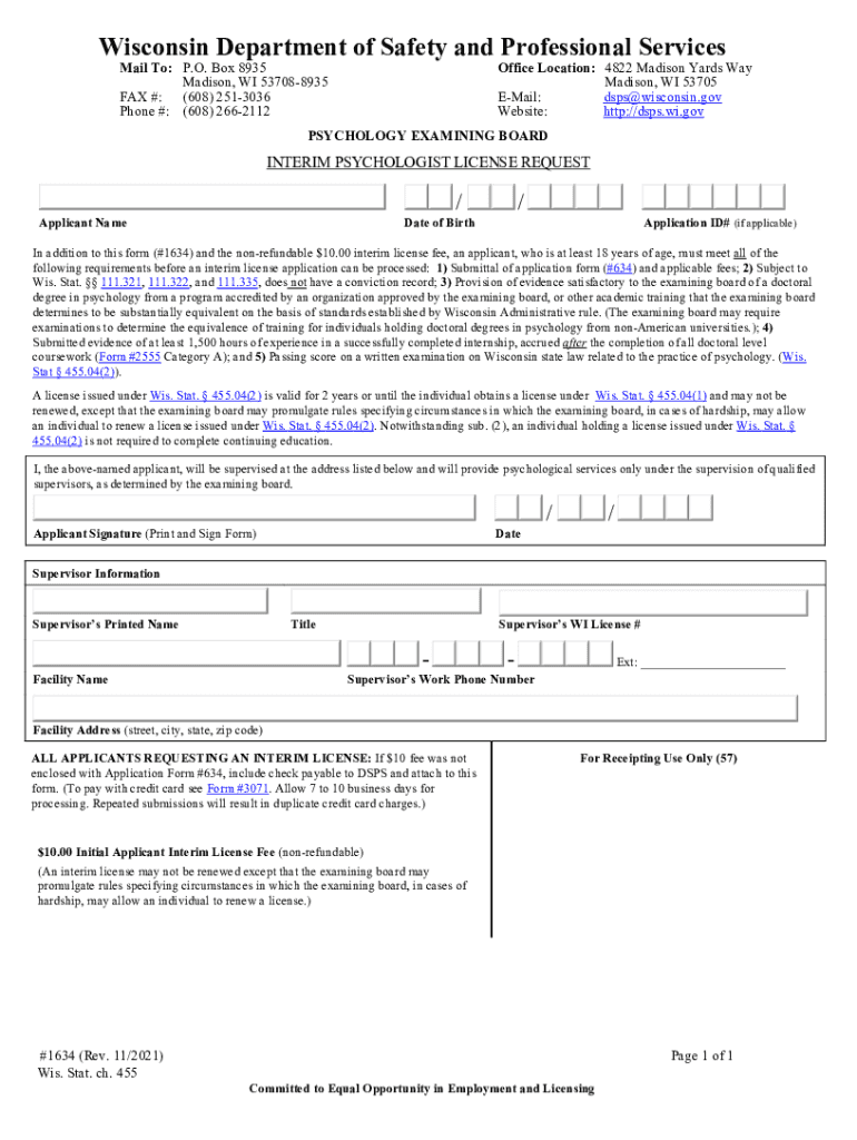 Fillable Online dsps wi 09/21/11 #2783 Affidavit RE: Experience for ...