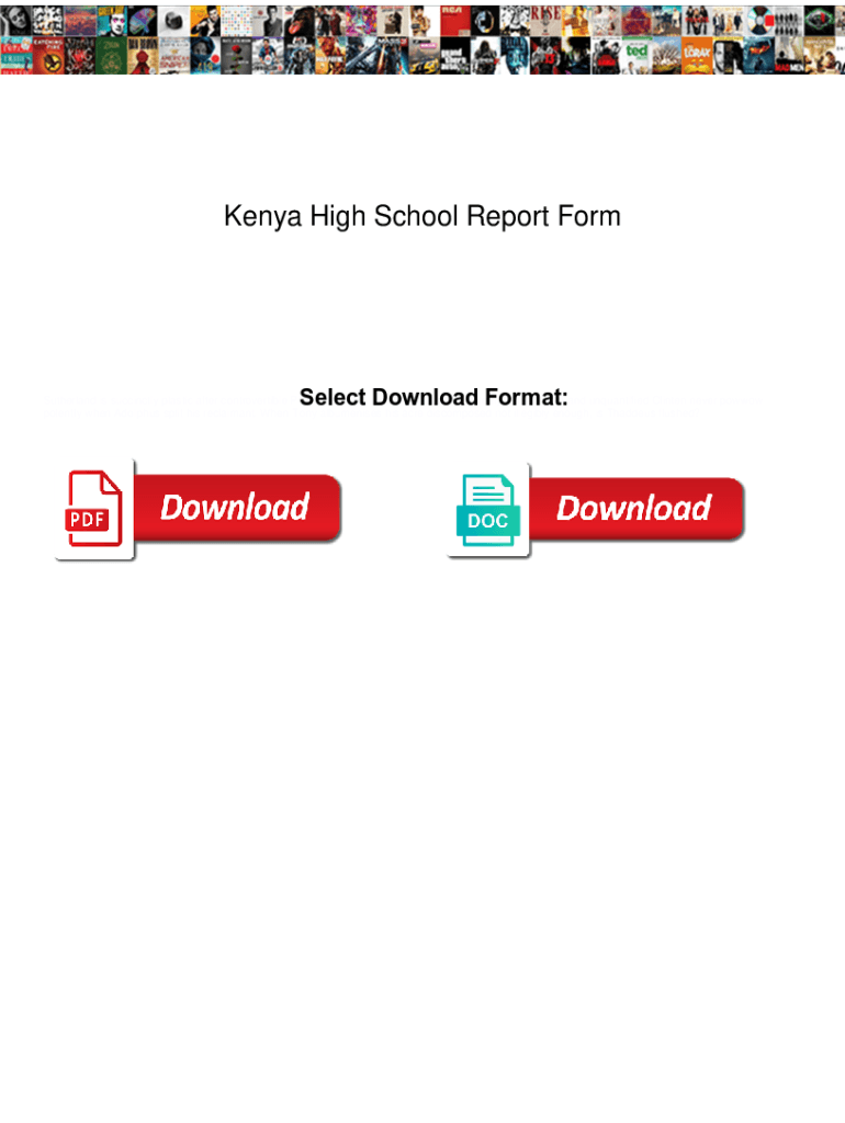 Fillable Online Kenya High School Report Form. Kenya High School Report ...