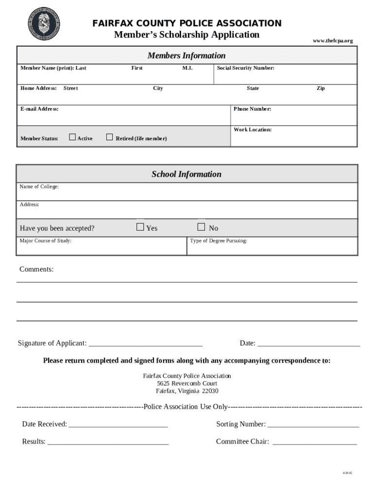 FAIRFAX COUNTY POLICE ASSOCIATION Doc Template | pdfFiller