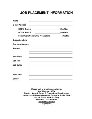 Fillable Online JOB PLACEMENT INFORMATION Fax Email Print - pdfFiller