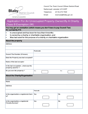 Fillable Online Class B form for domestic property owned for charitable ...