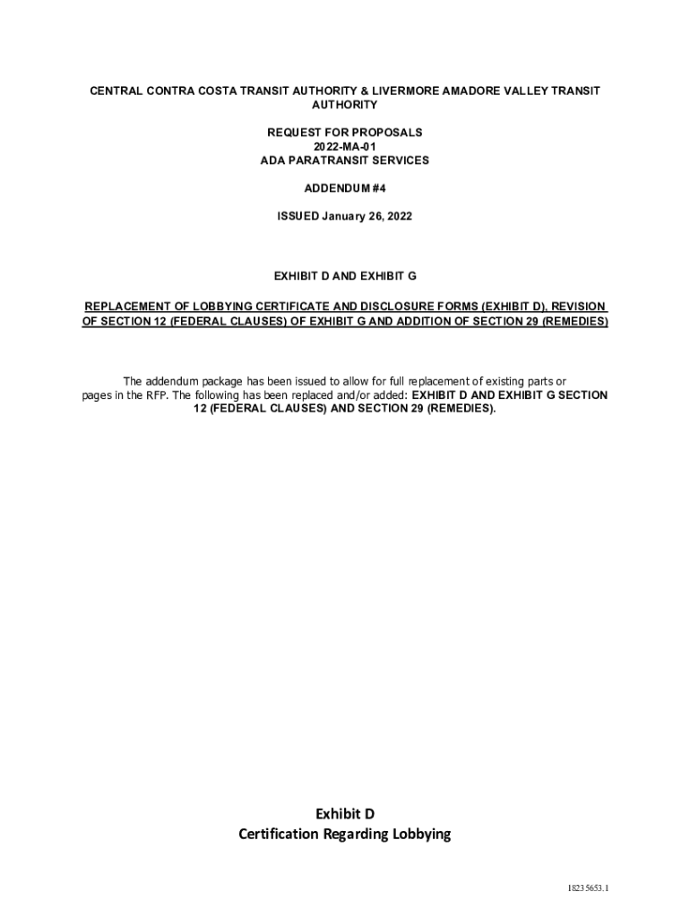 Fillable Online Addendum #4 Revised Exhibit D and Sample Contract.doc ...