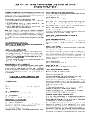 Fillable Online tax ri 2021 RI-1120S Instructions09282021Corp Forms Fax ...