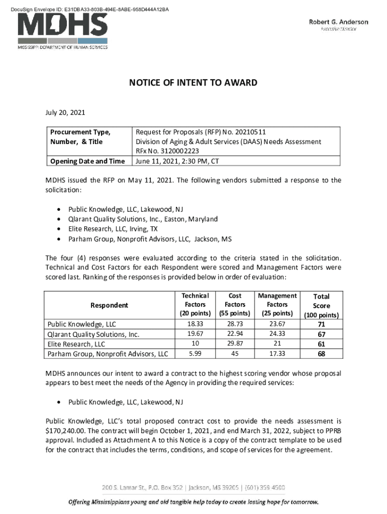 Fillable Online www.mdhs.ms.gov wp-content uploadsREQUEST FOR PROPOSALS ...