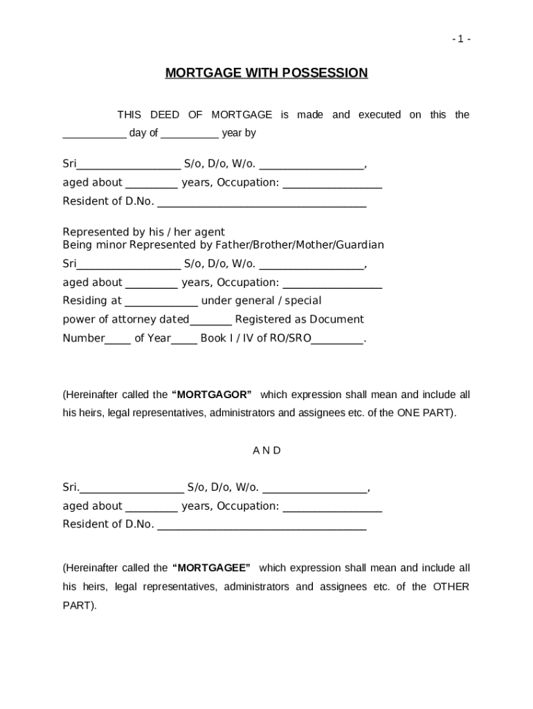 THIS DEED OF MORTGAGE is made and executed on this the day ...