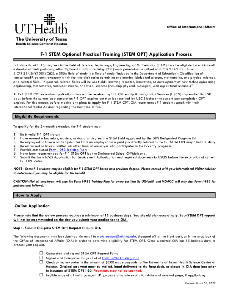 Fillable Online ISS STEM Optional Practical Training ( STEM OPT) Application Fax Email Print ...