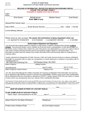 Fillable Online Fillable Online Montana Form CFS 400 Fax Email Print ...